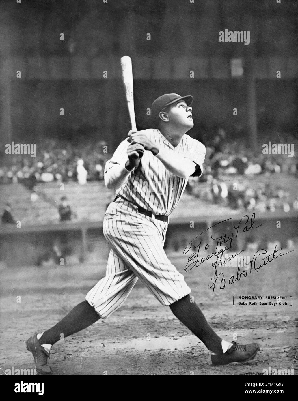 Babe Ruth hitting a base ball, publicity photo - Honorary President ...