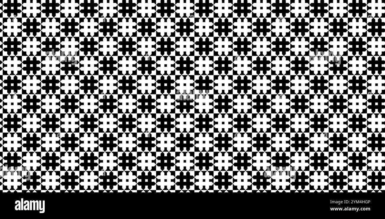 Abstract Modern Minimal Black And White Monochrome Geometry Double Hash