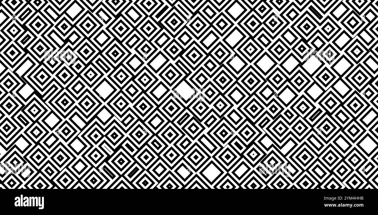 Abstract concentric square mosaic background Black and White Stock ...