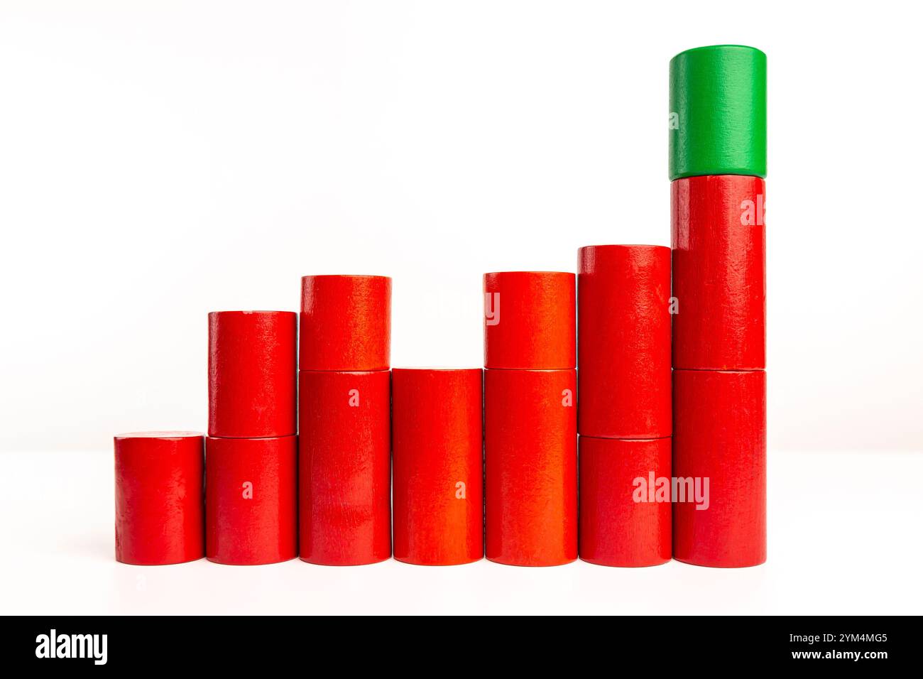 Variable growth bar chart made of wooden cubes on white background ...