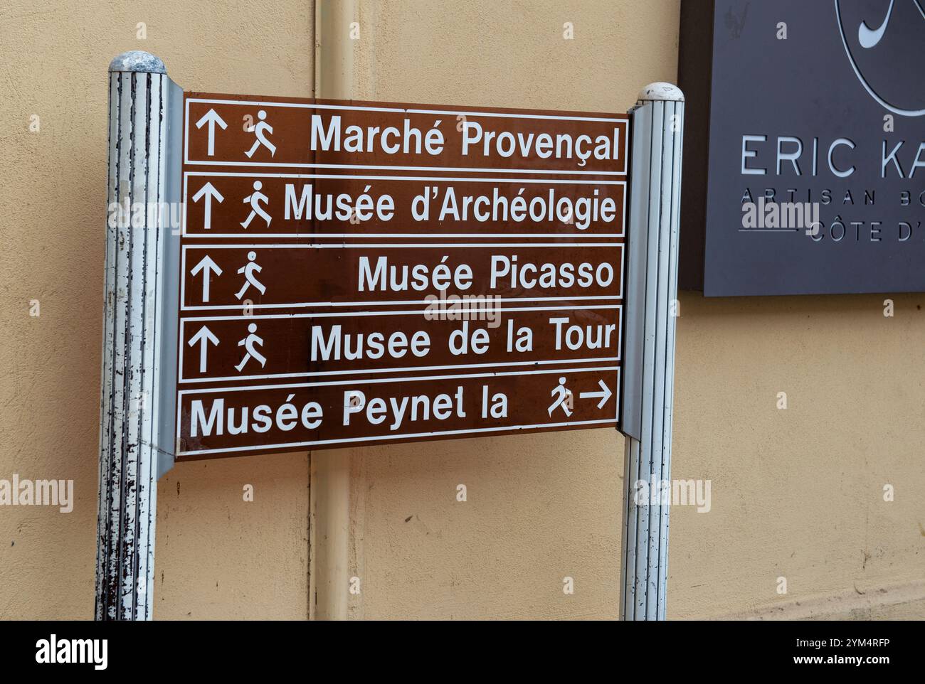 Museum and historic places of interest signpost in Antibes, a resort ...