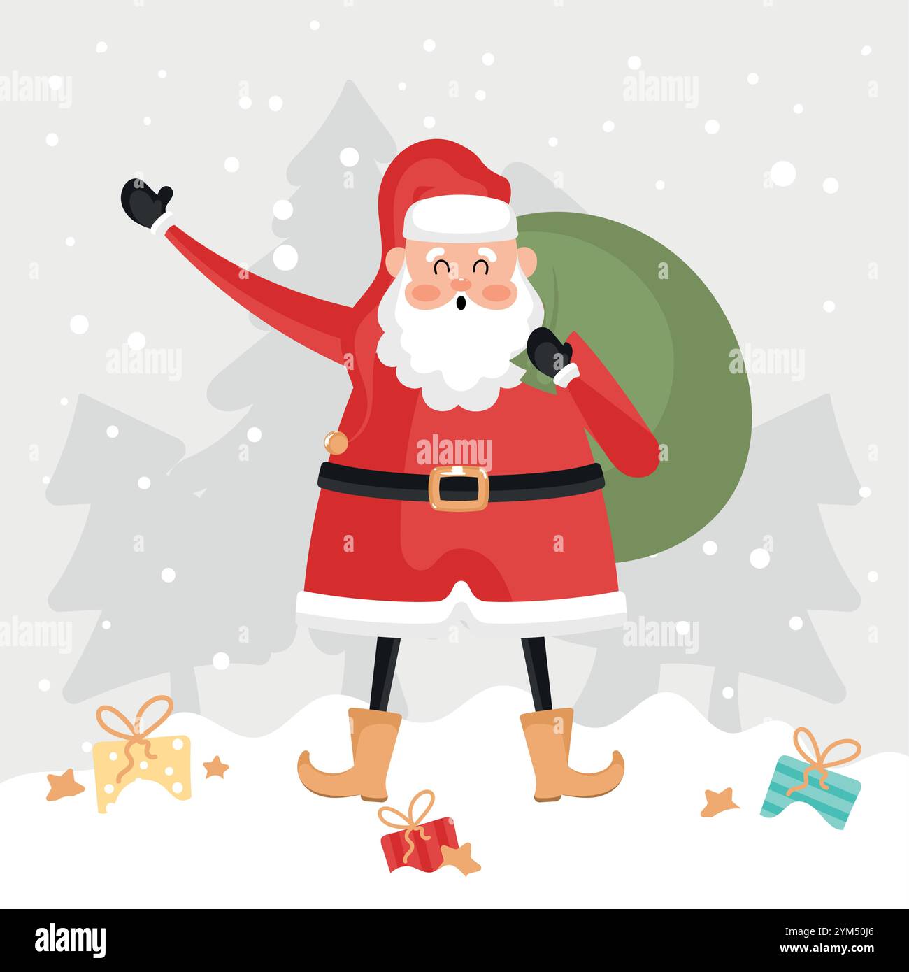 Santa Claus carrying gift sack, Vector Stock Vector Image & Art - Alamy