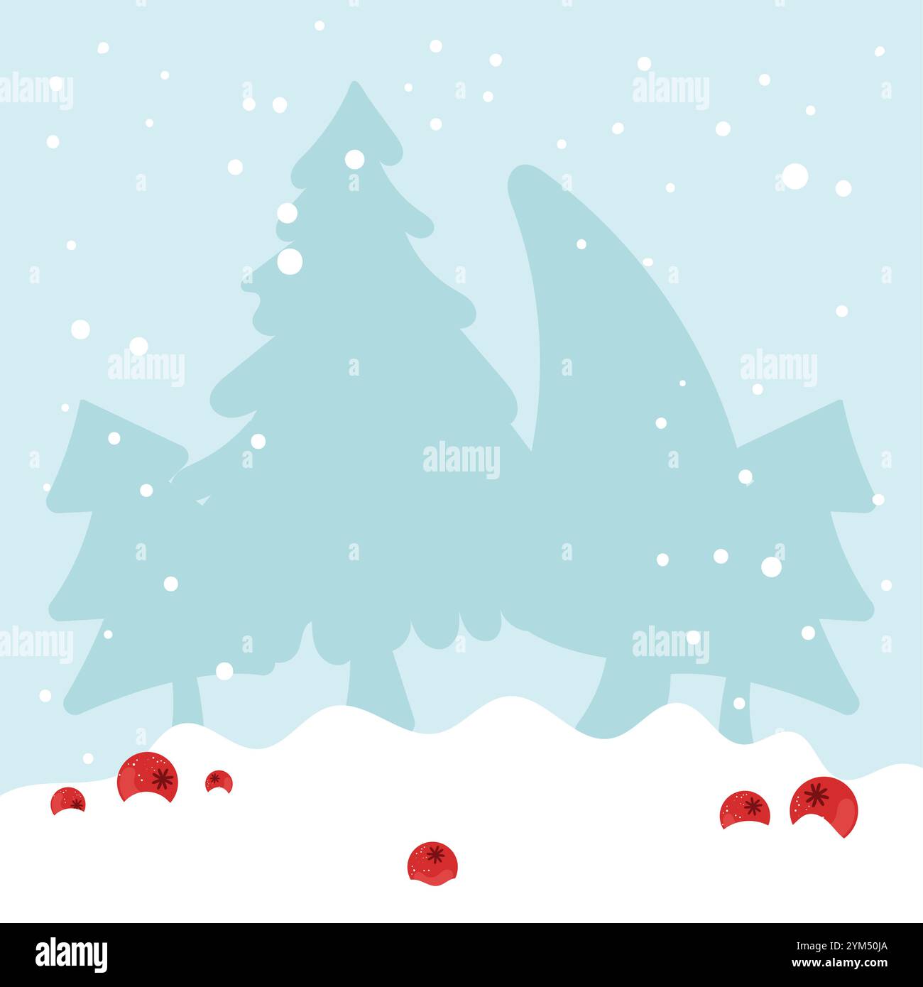Snowy forest with Christmas tree shadows, Vector Stock Vector Image ...