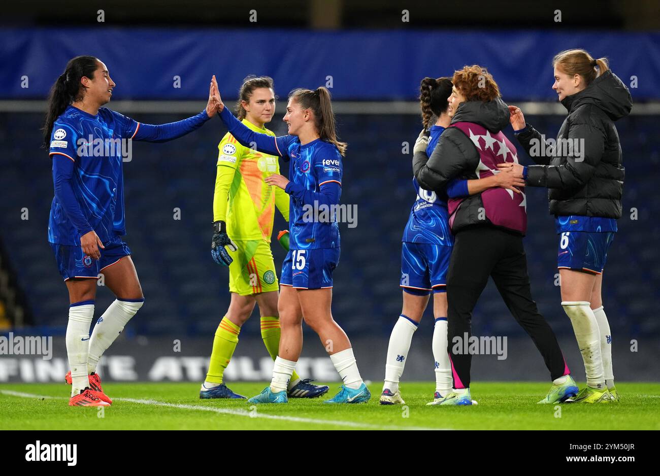 Chelsea's Mayra Ramirez (left) and Eve Perisset celebrate with team ...