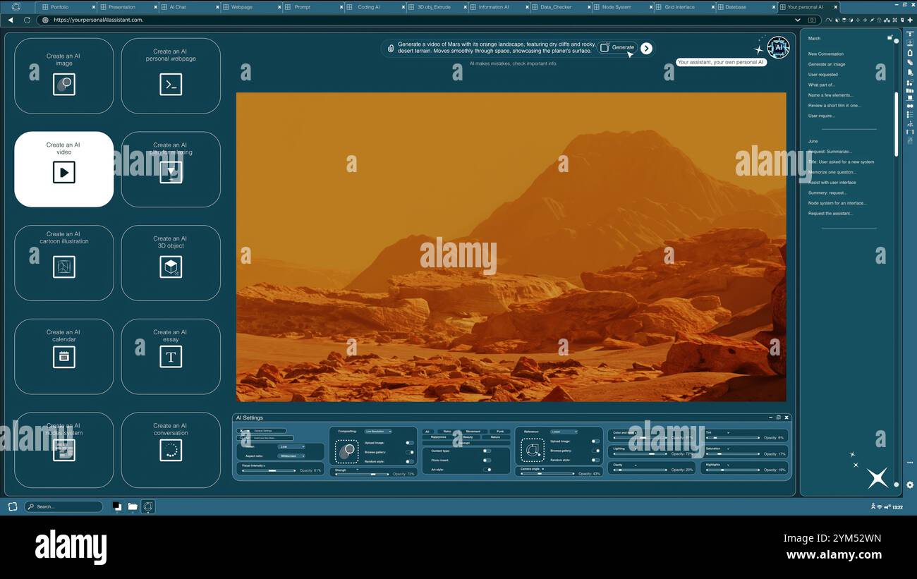 AI software turning text prompt into video of Mars desert landscape ...