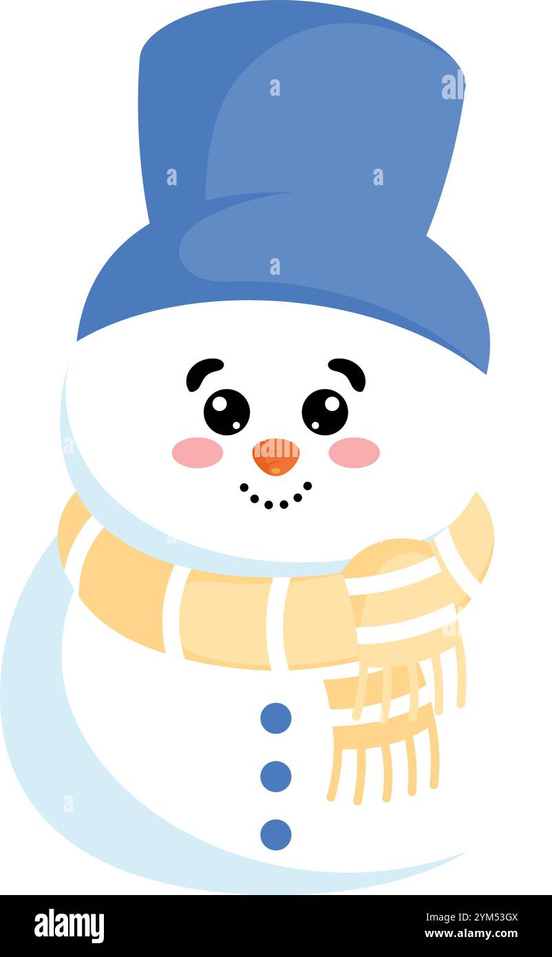 Snowman wearing blue hat and scarf, Vector Stock Vector Image & Art - Alamy