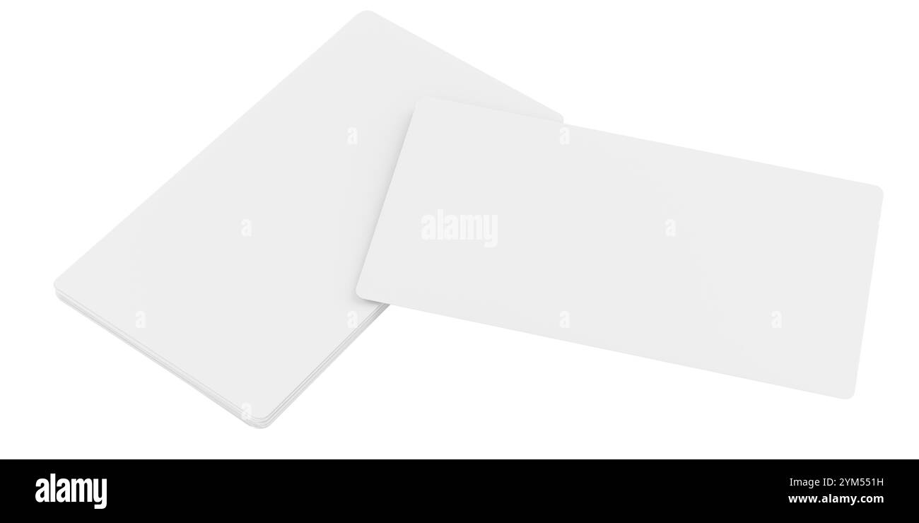 Stack of blank business cards or empty white cards. 3D rendering ...