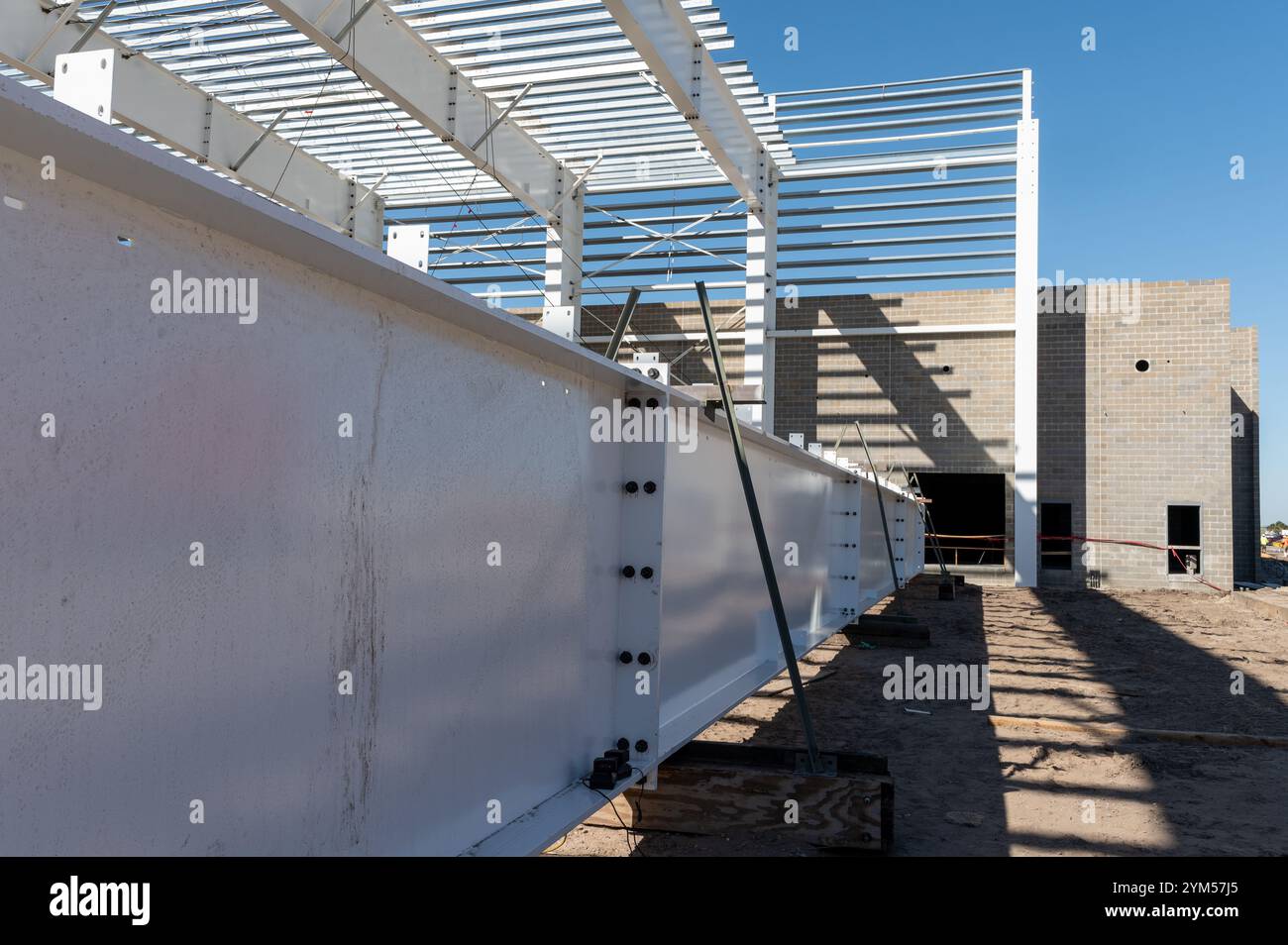 A large steel truss lays ready for installation on the 53rd Weapons ...