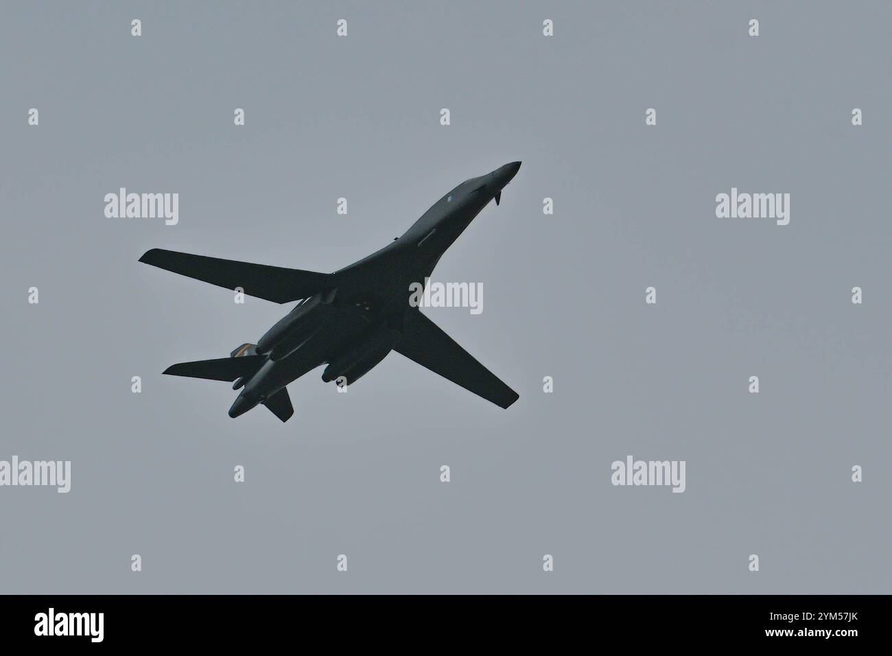 A U.S. Air Force B-1B Lancer assigned to the 37th Bomb Squadron ...