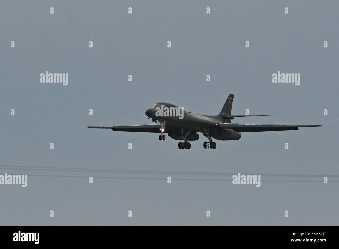 A U.S. Air Force B-1B Lancer assigned to the 37th Bomb Squadron deploys ...