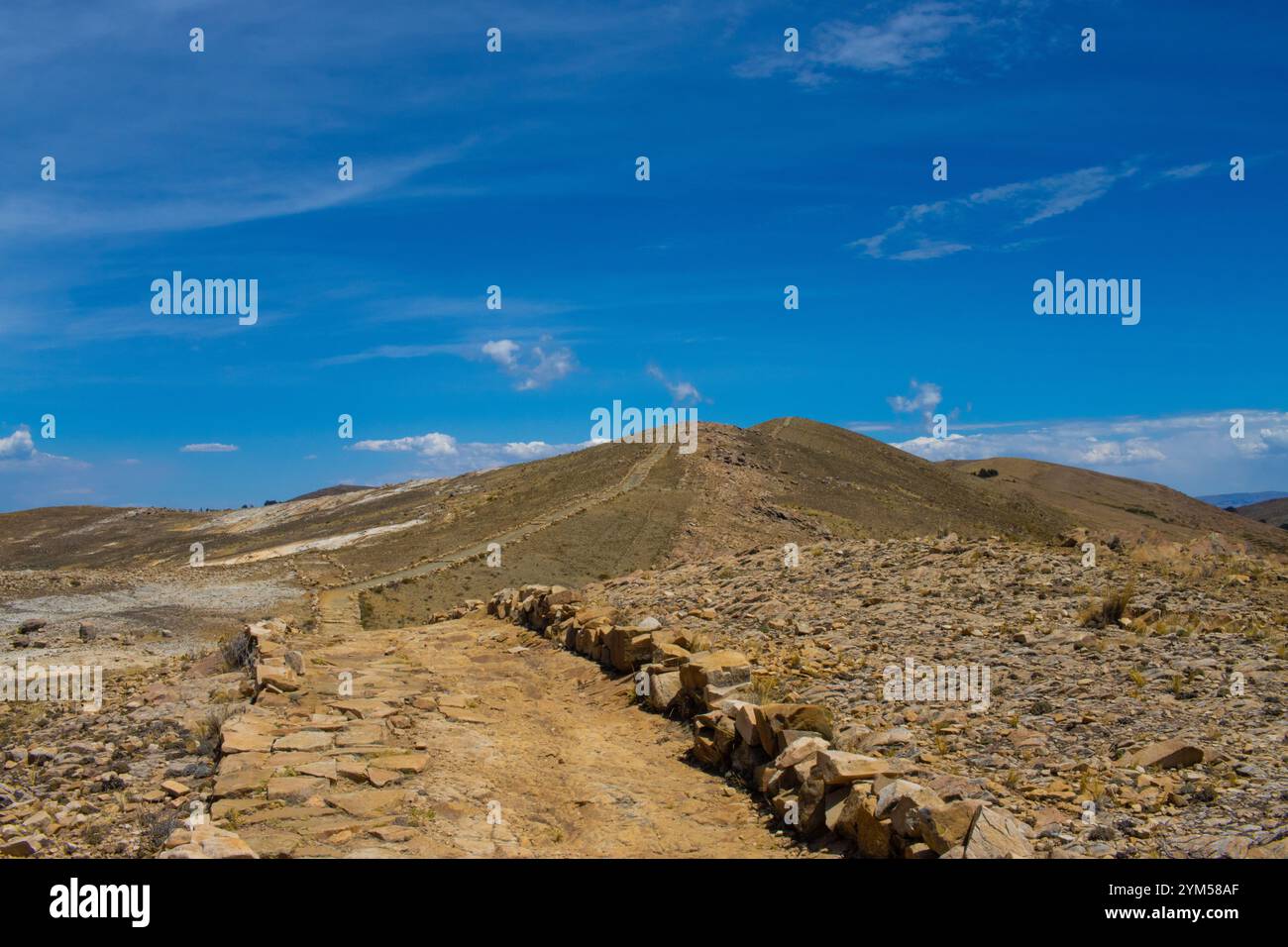 Hike on Isla Del Sol, Titicaca Lake, Bolivia. Showing the route and ...