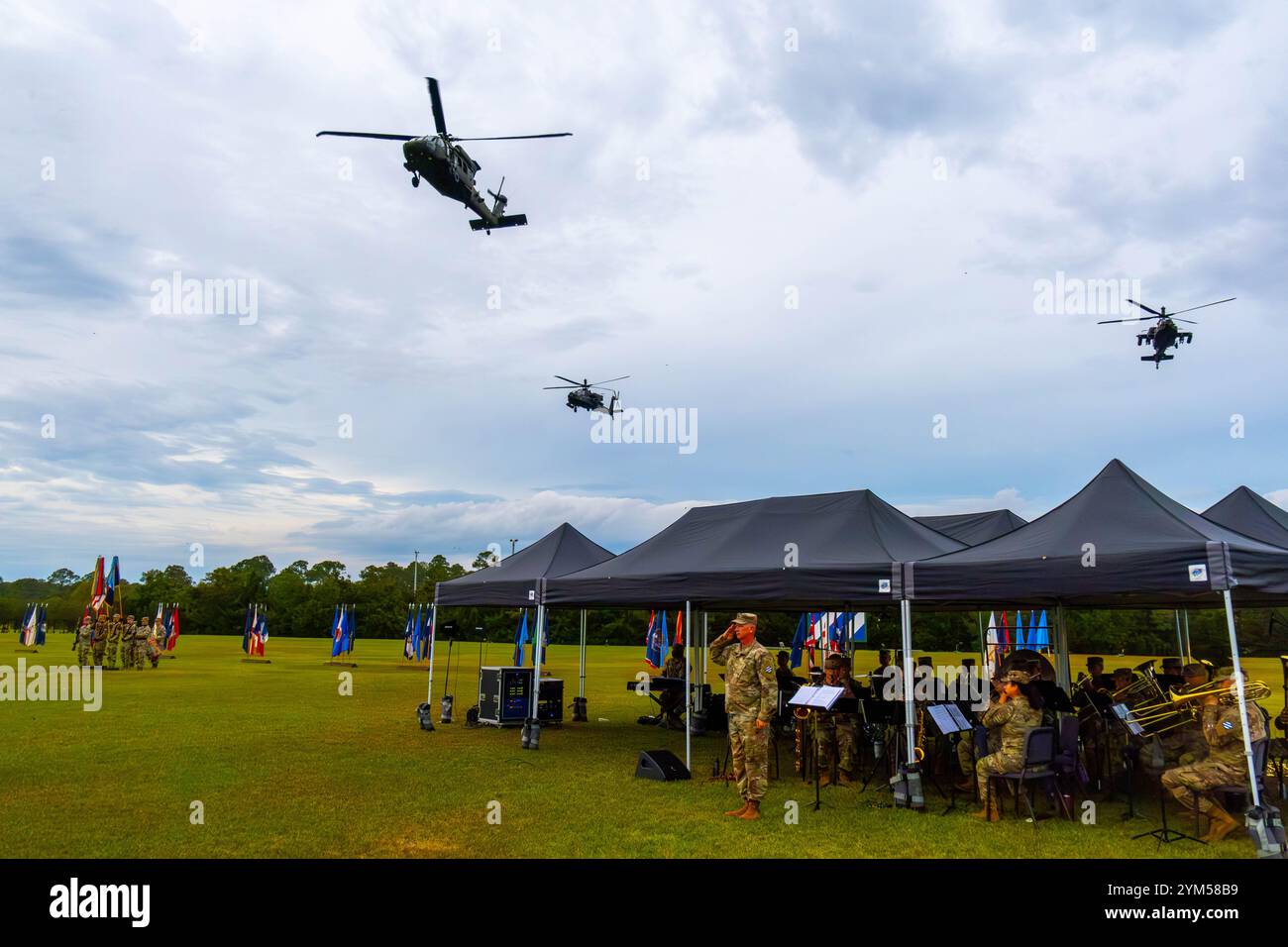 Three UH-60 Blackhawk Helicopters assigned to 3rd Combat Aviation ...