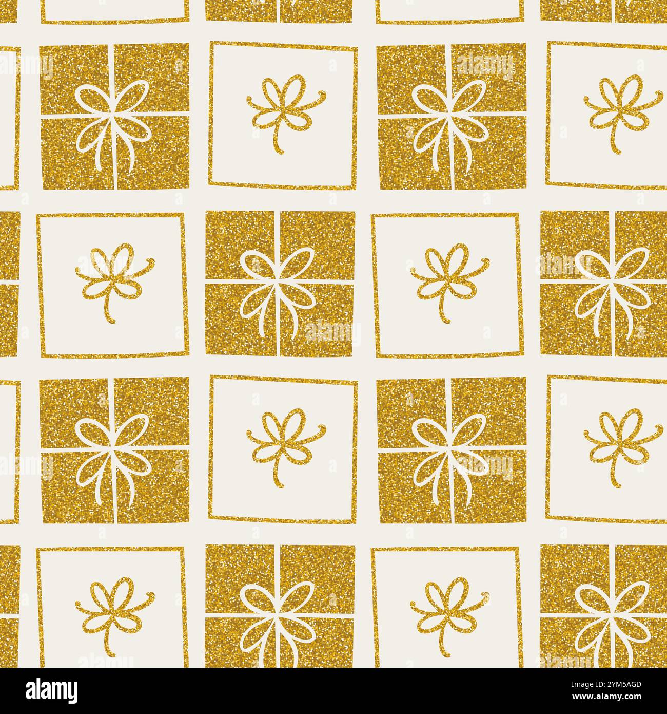 Seamless Pattern in Golden Glittering Gift Boxes, Festive Holiday ...
