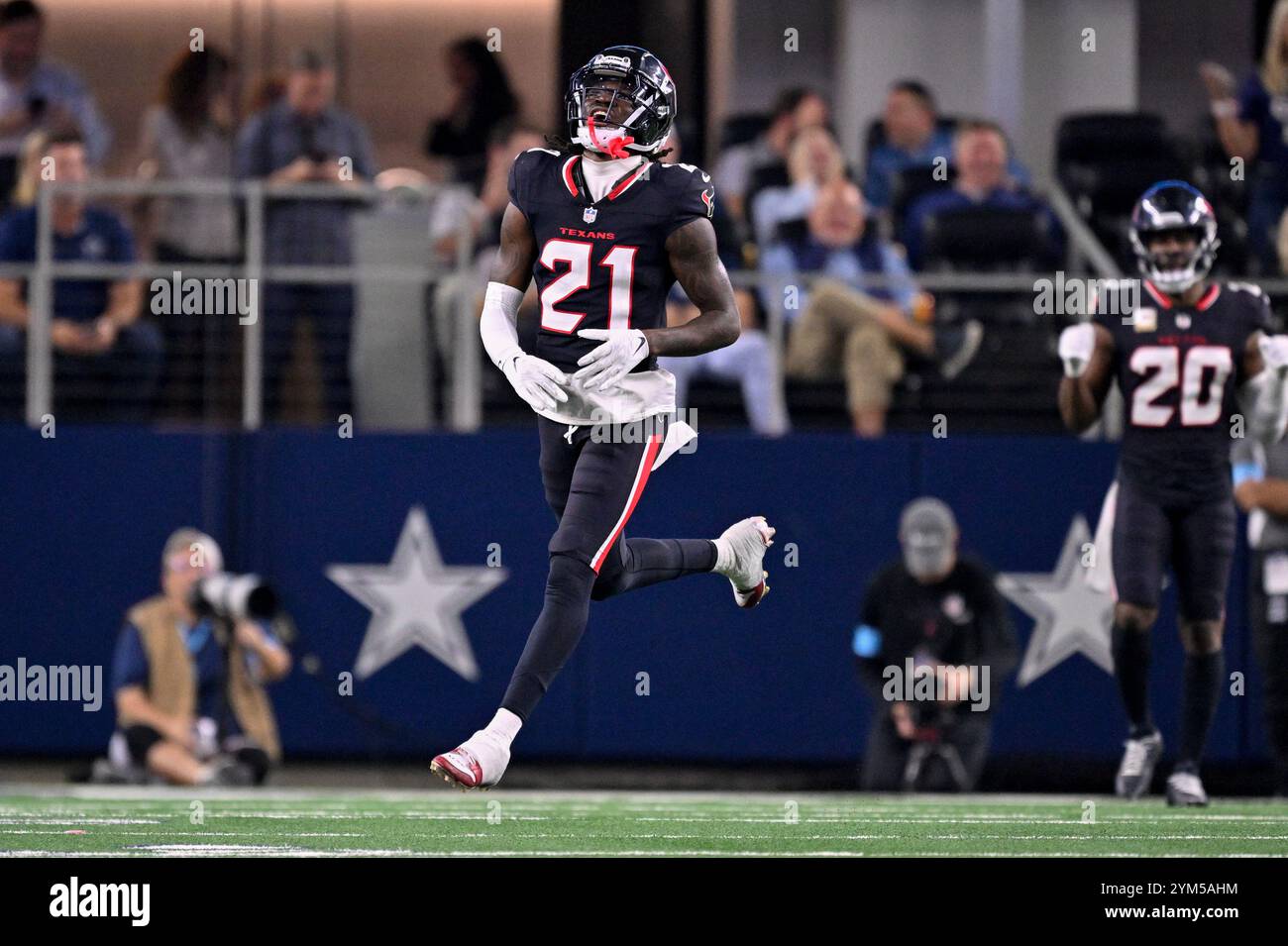 Houston Texans safety Calen Bullock (21) reacts during an NFL football ...