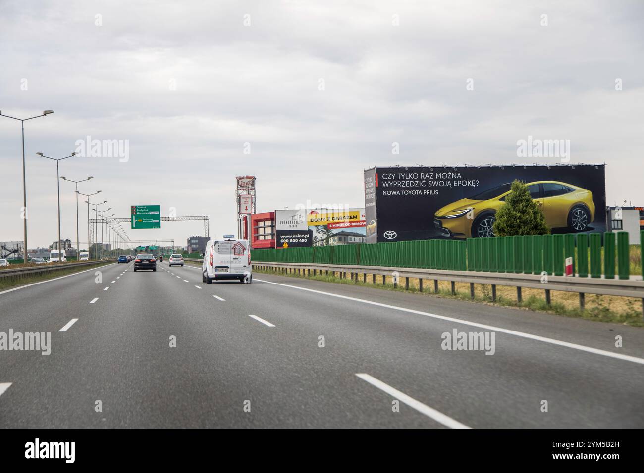 Warsaw, Poland- July 1, 2023: Motorway in Poland with advertisement ...