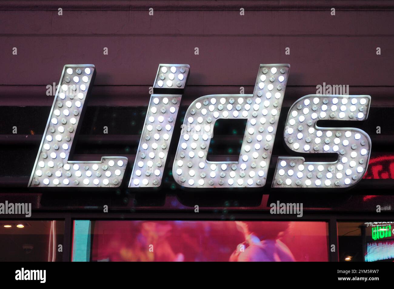 A Lids hat store is seen in Times Square, Manhattan, New York City ...