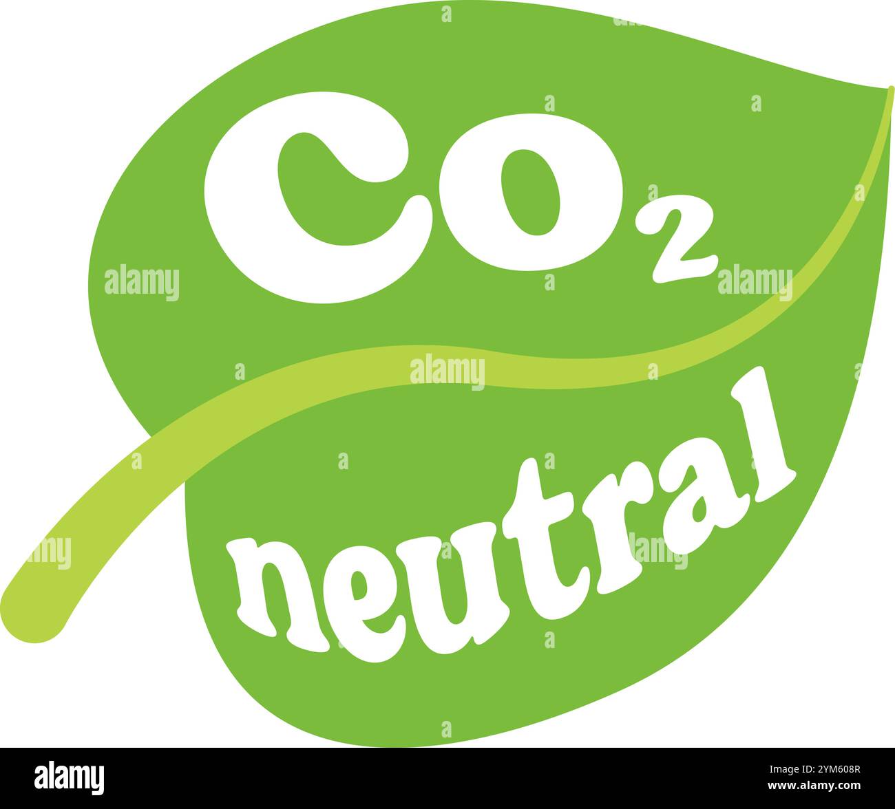 CO2 neutral eco-friendly label with green and white color scheme. Flat ...