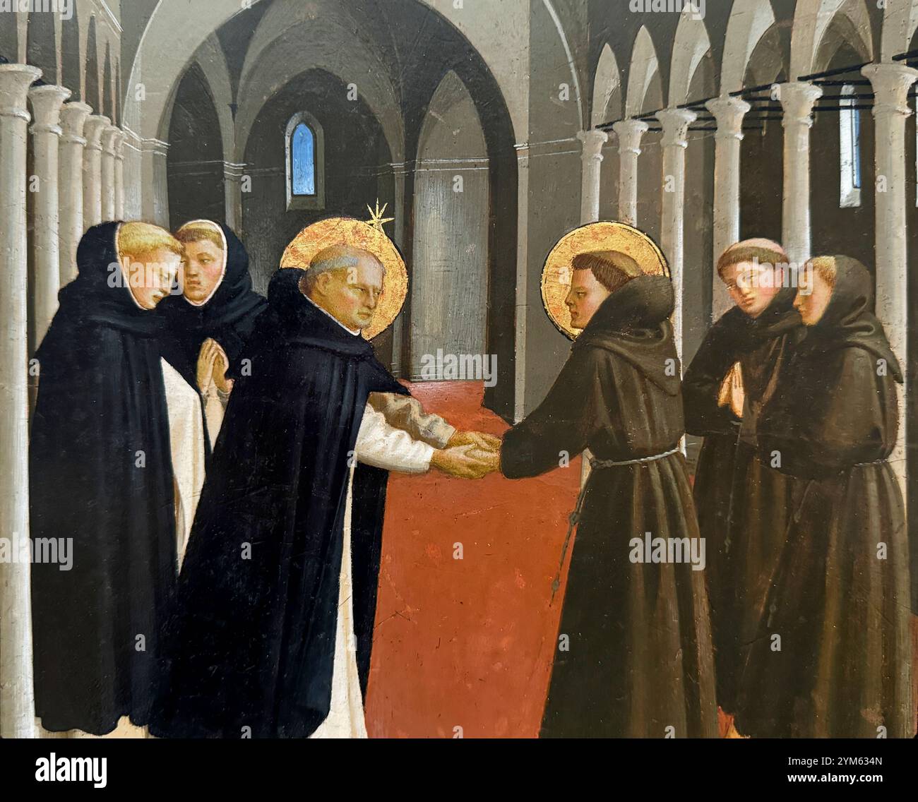 Meeting of St Francis and St Dominic by Fra Angelico. With gold halos ...
