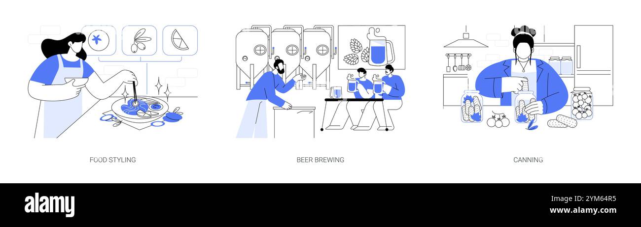 Food and drink hobbies isolated cartoon vector illustrations se Stock ...