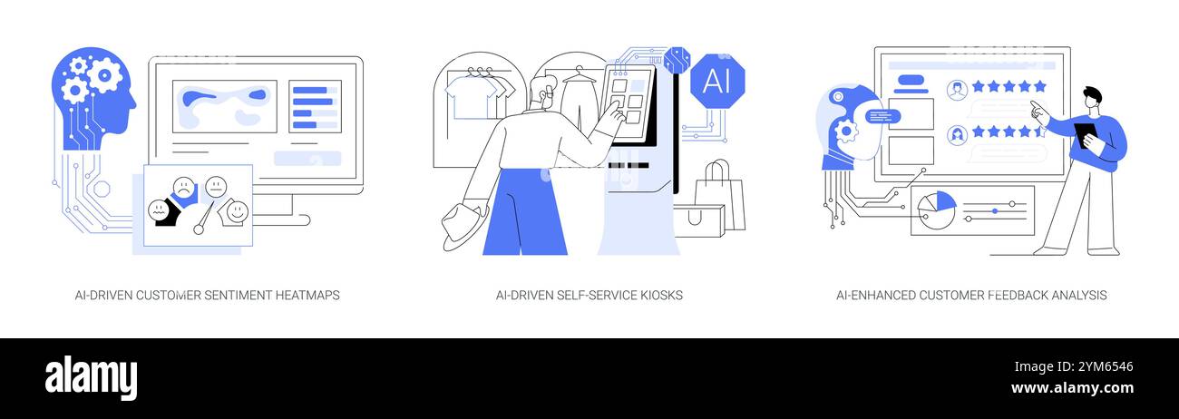 AI for Customer Service abstract concept vector illustrations Stock ...