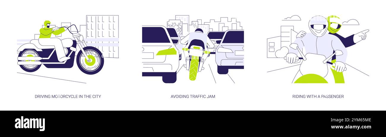 Riding motorbike abstract concept vector illustrations Stock Vector ...