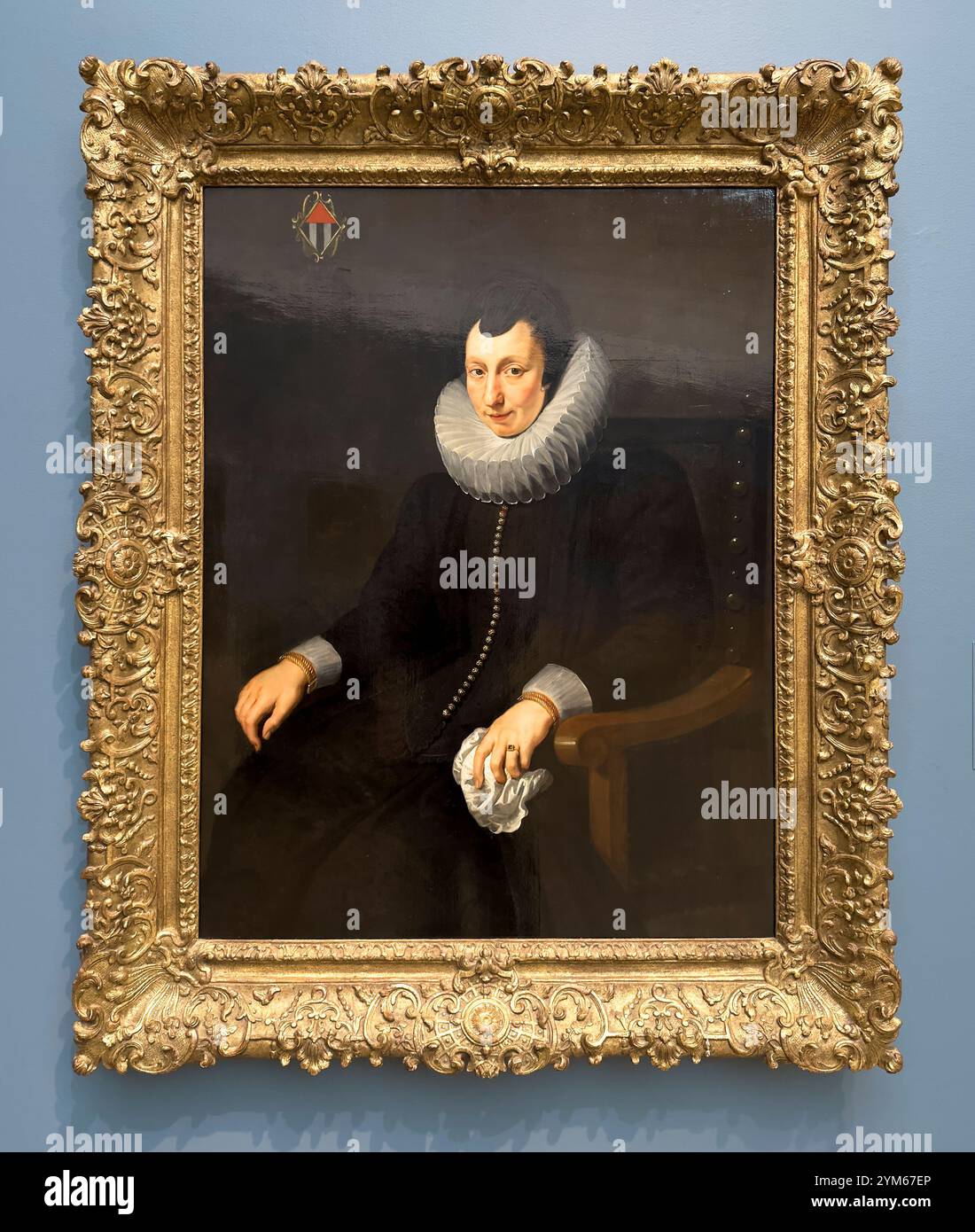 Portrait of Sara Breyel by Peter Paul Rubens. In black, white frill ...