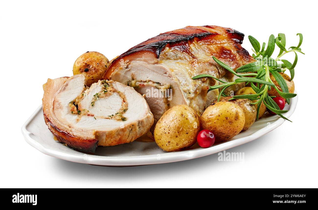 Meat roll roast potatoes Cut Out Stock Images & Pictures - Alamy