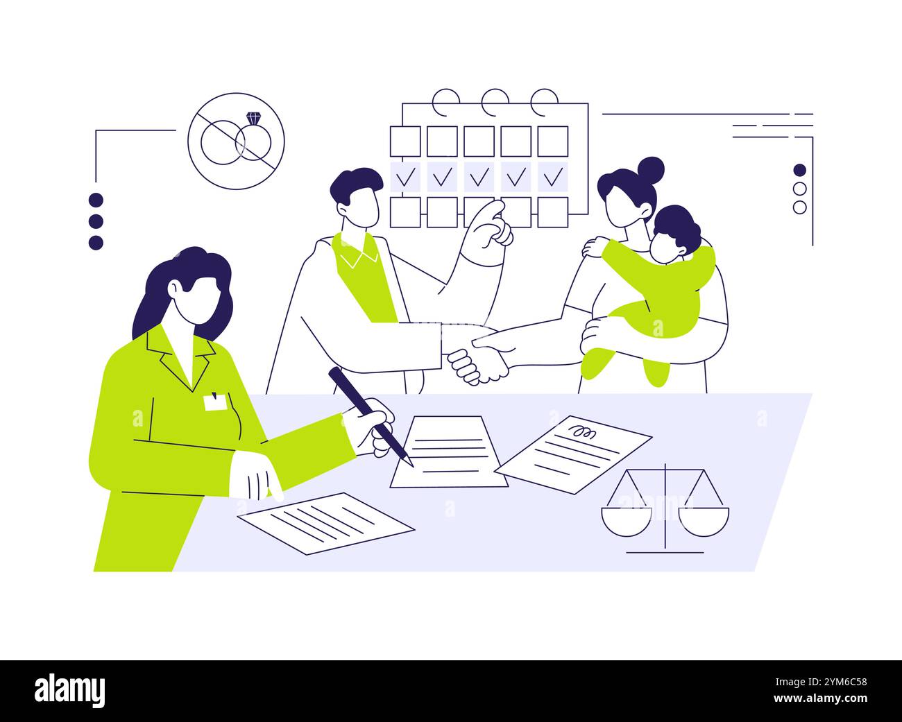 Reaching custody agreement abstract concept vector illustration Stock ...