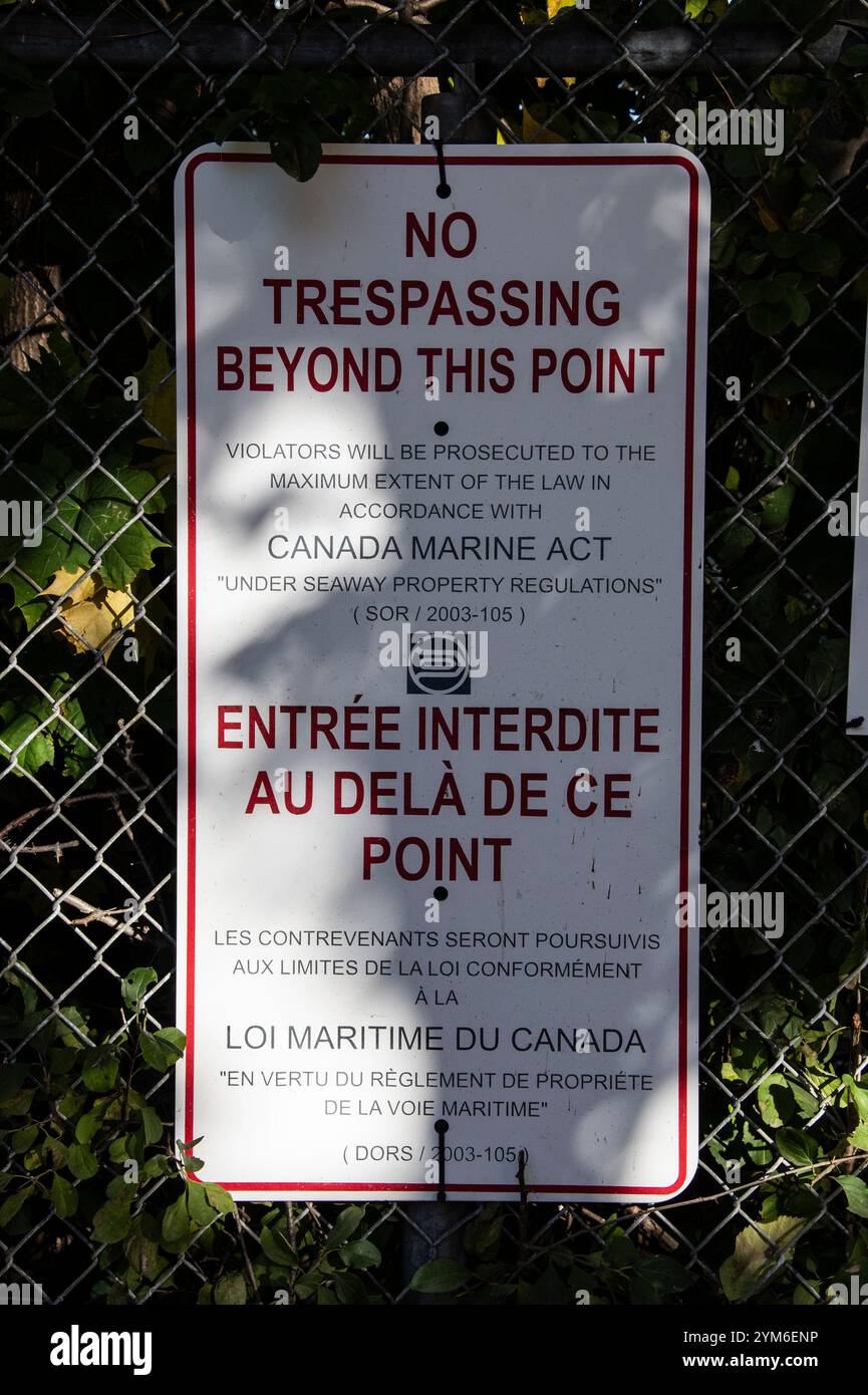 No trespassing sign on chainlink fence at St. Catharines Museum on ...
