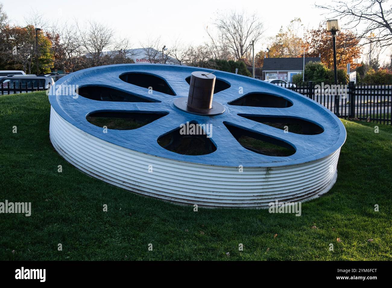 Display wheel at St. Catharines Museum on Welland Canals Parkway in ...