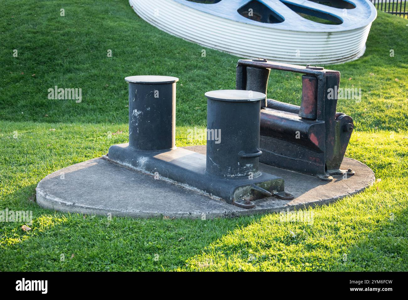 Display wheel and bollards at St. Catharines Museum on Welland Canals ...