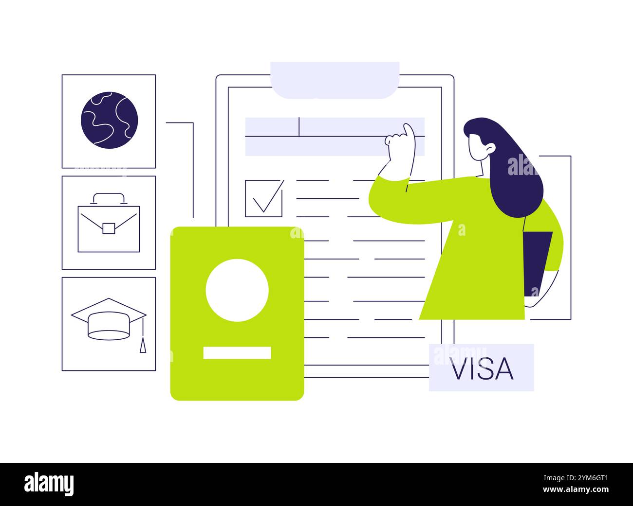 Fill in visa application form abstract concept vector illustration ...