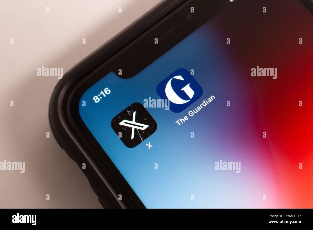 X app and The Guardian icons are displayed on iPhone. In November 2024 ...