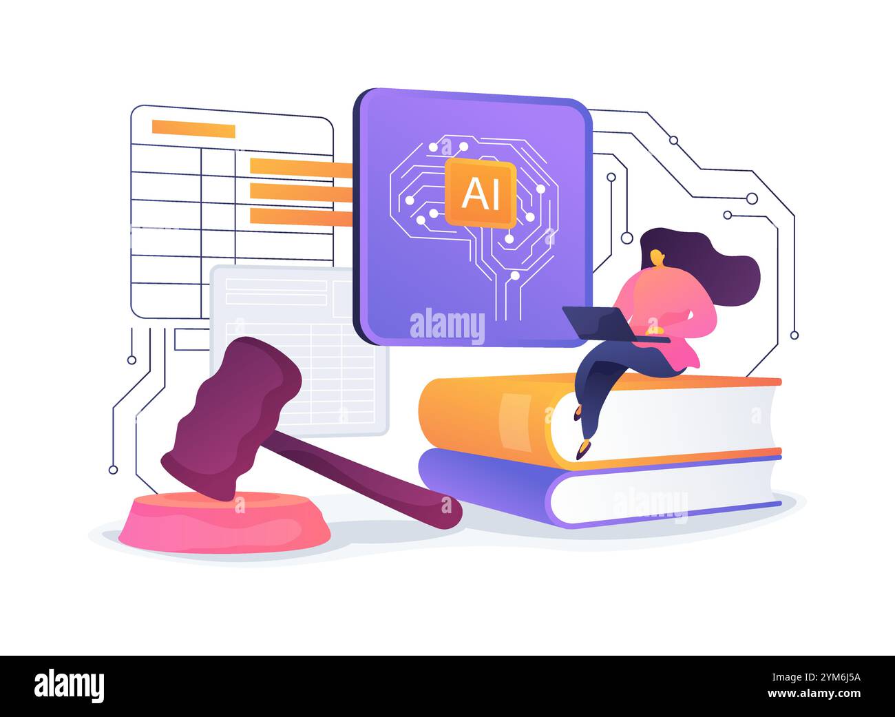 AI-Backed Legal Research abstract concept vector illustration Stock ...