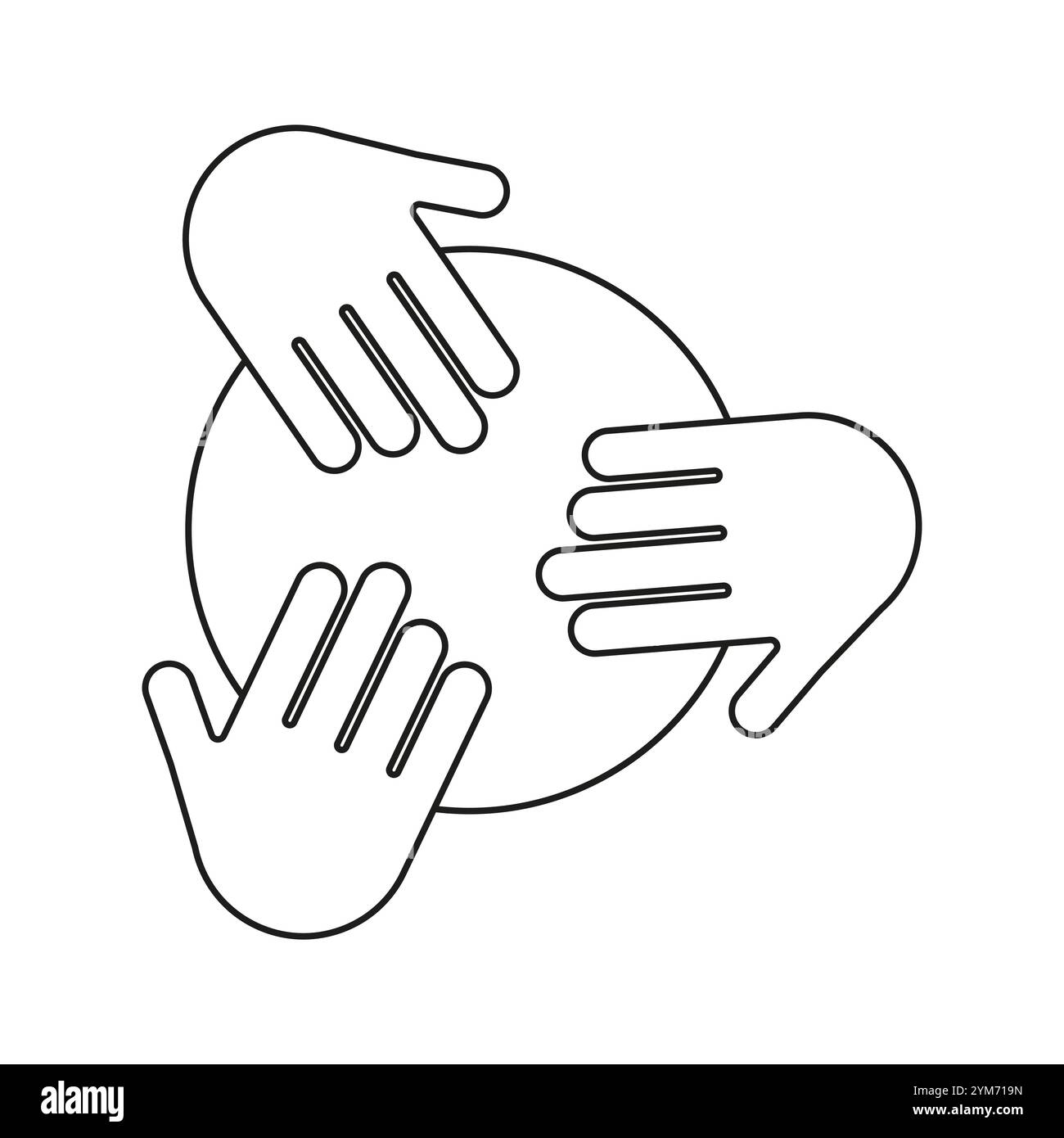 Hands icon. Circle shape. Unity symbol. Teamwork concept Stock Vector ...