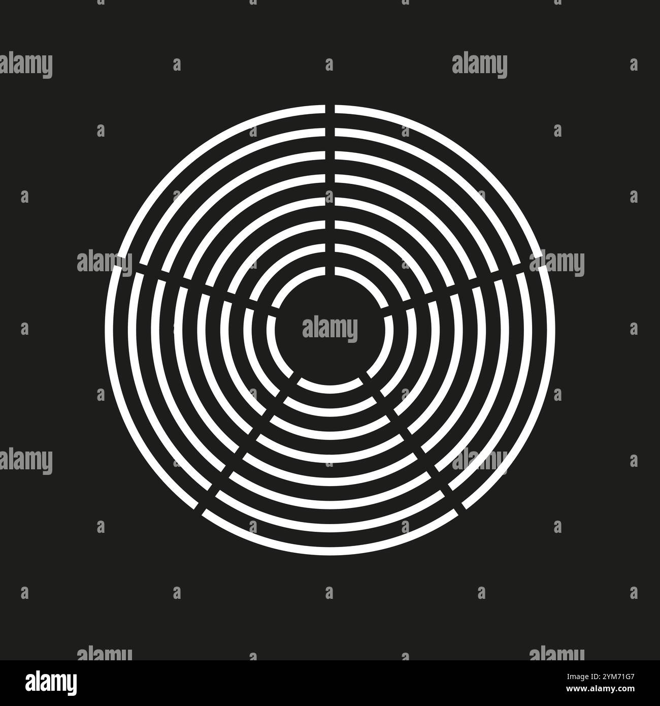Concentric circles icon. Target pattern design. Black radial vector ...