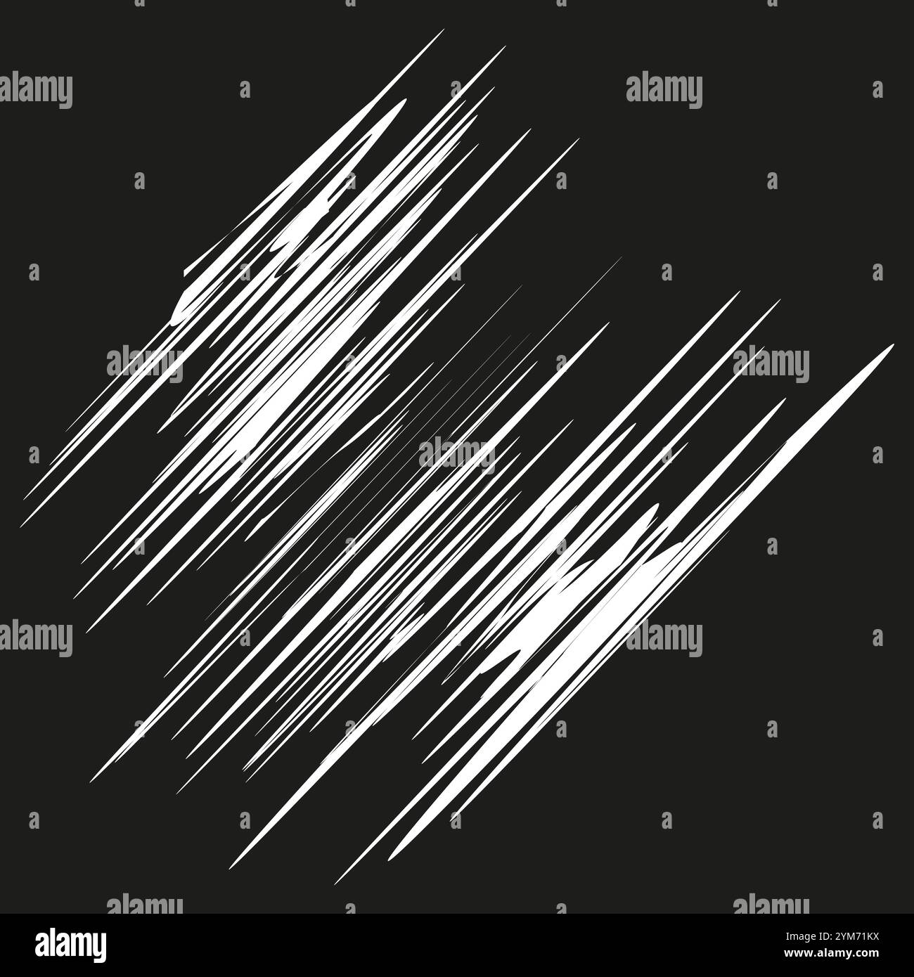 Intersecting line shapes. Abstract white streaks. Dynamic black background. Vector line contrast ...