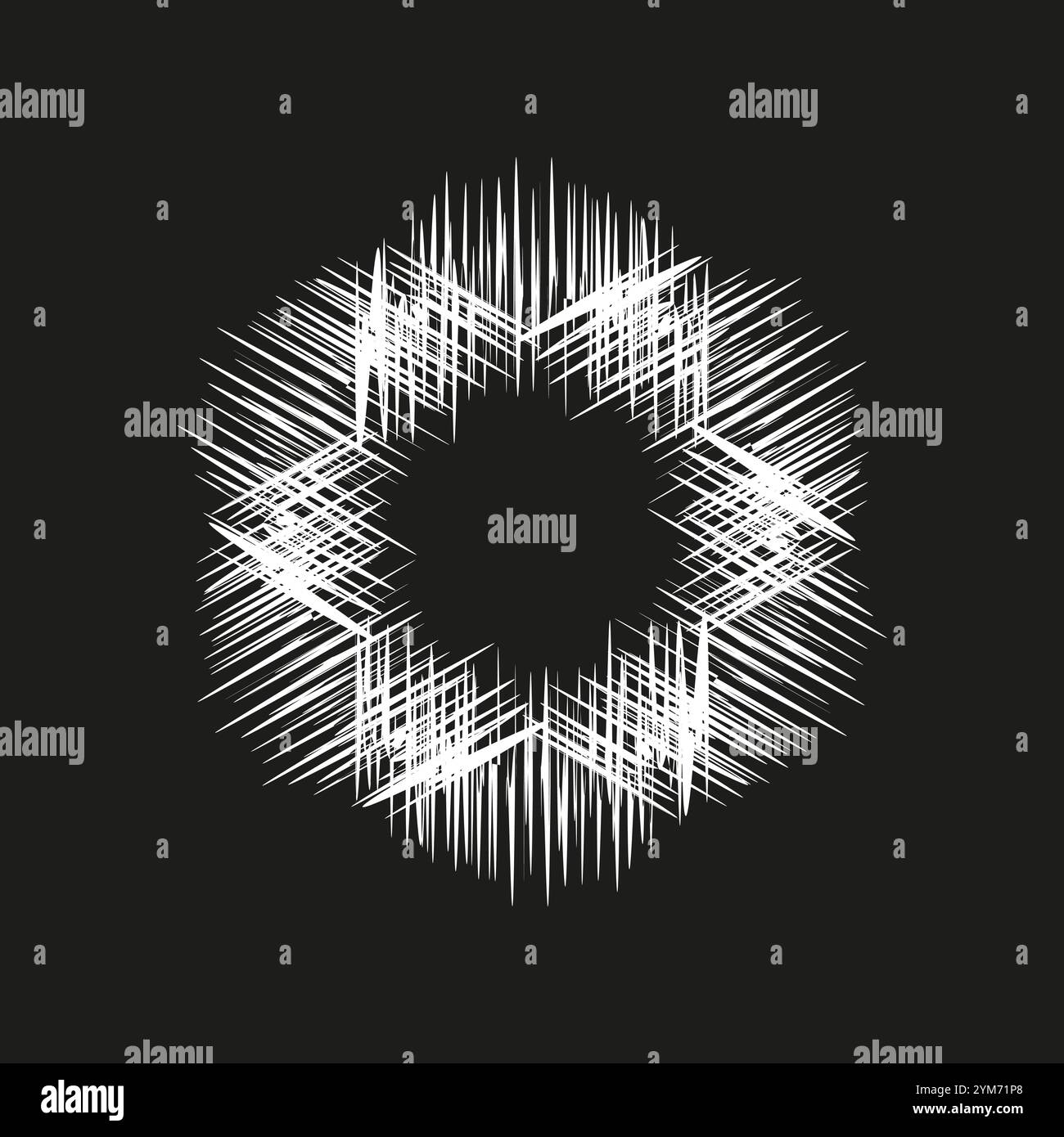 Hexagon star. Line pattern. Black background. Vector illustration Stock ...