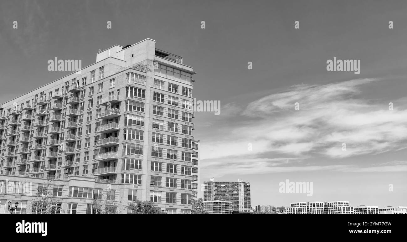 city downtown with skyscraper. office or residential building exterior ...
