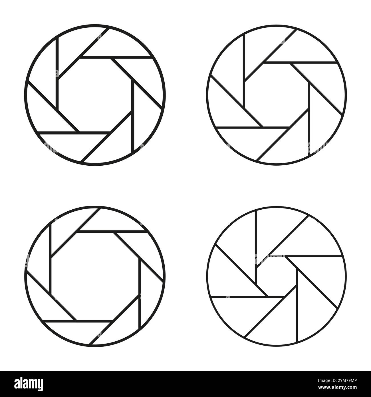 Camera icon. Lens aperture vector. Photography symbol. Black and white ...