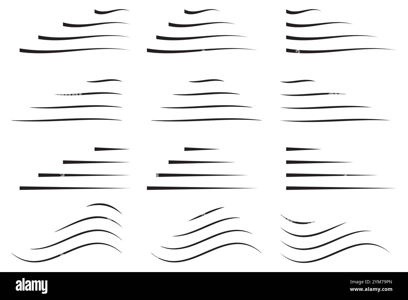 Decorative line elements. Abstract wavy shapes. Curved stroke details ...
