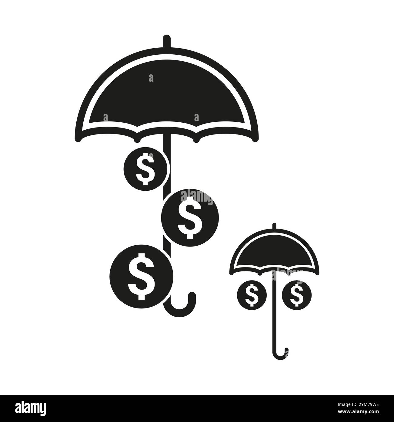 Money protection icon. Umbrella with dollar. Finance safety symbol ...