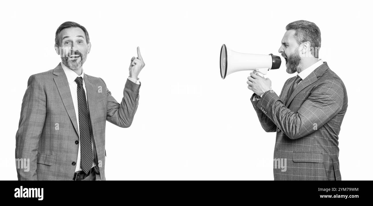 promotion concept. business promotion ideas. businessman shouting and ...