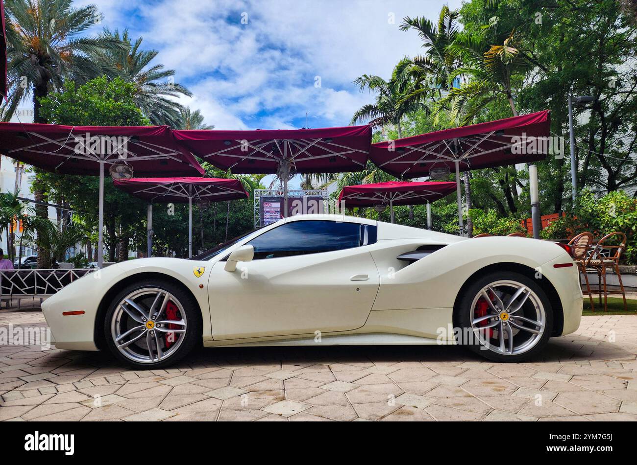 Miami Beach, Florida USA - June 8, 2024: Ferrari 488 gtb spider white ...