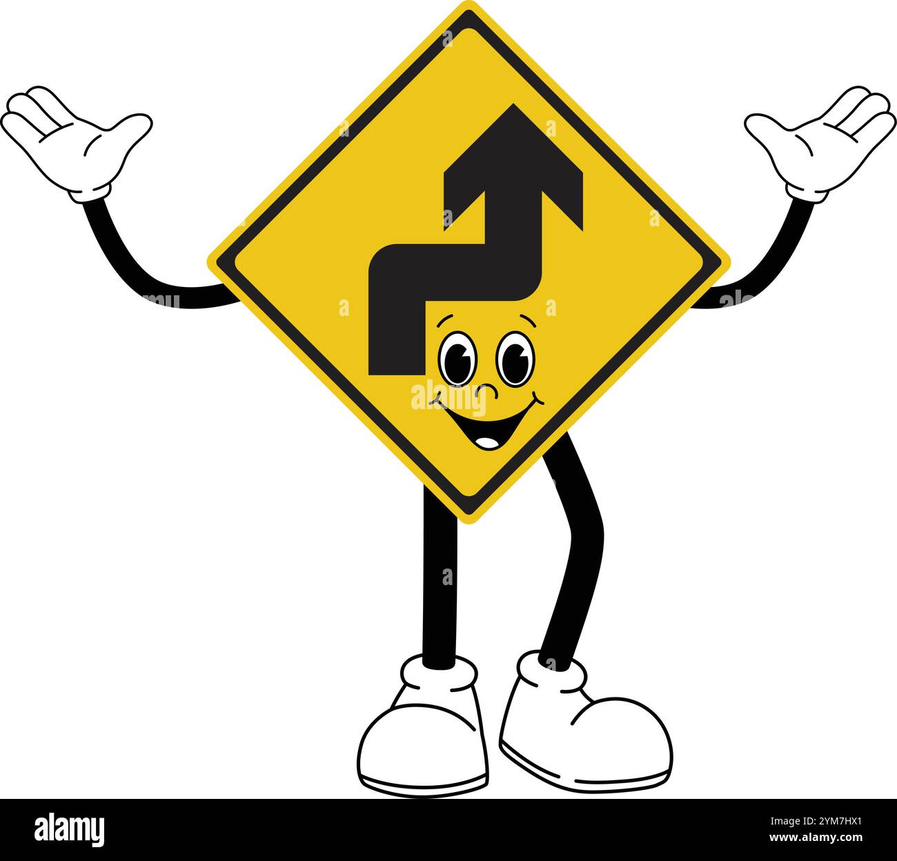 Winding Road Sign Illustration Stock Vector Image & Art - Alamy