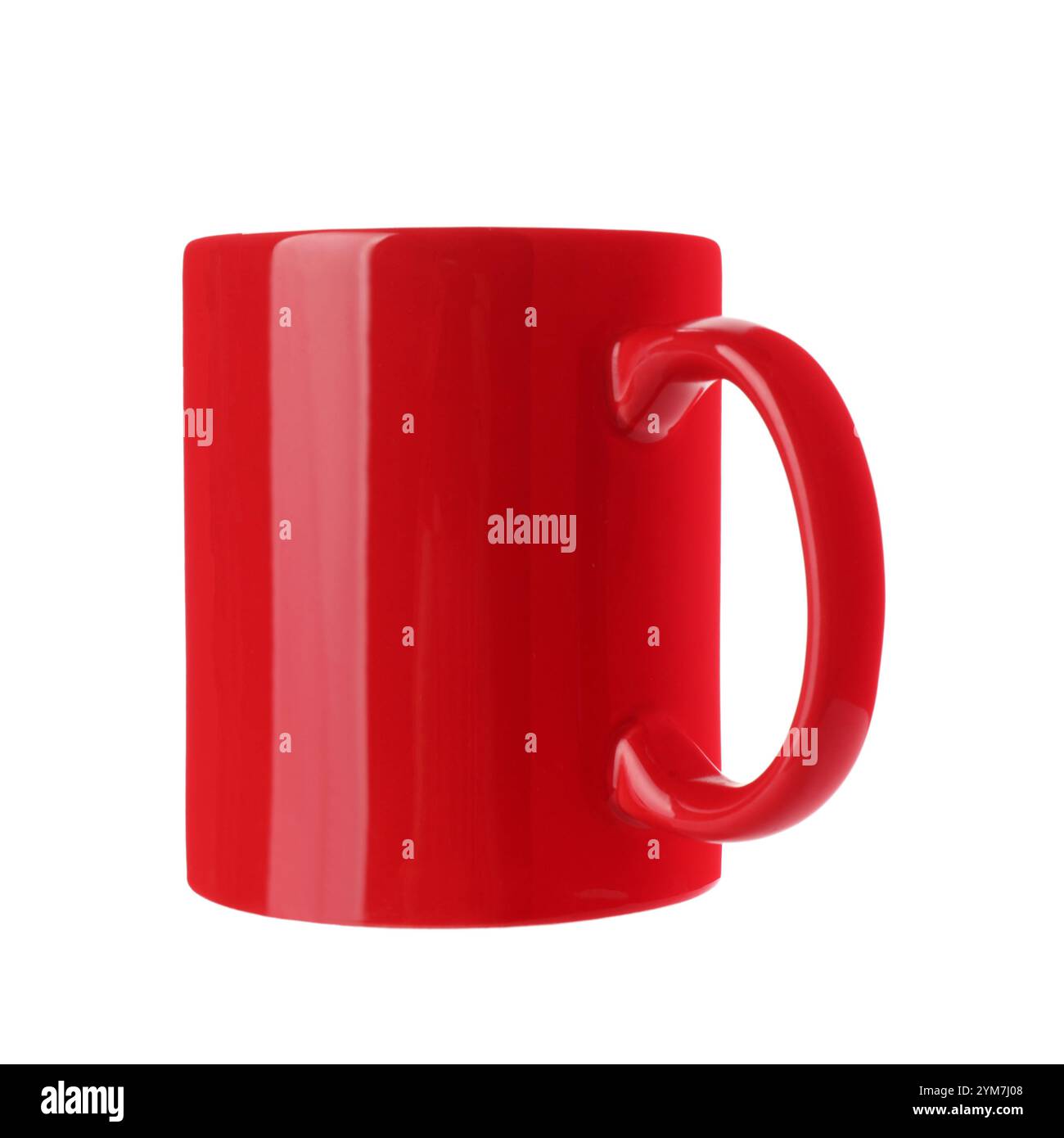 Red ceramic mug isolated on white. Mockup for design Stock Photo - Alamy