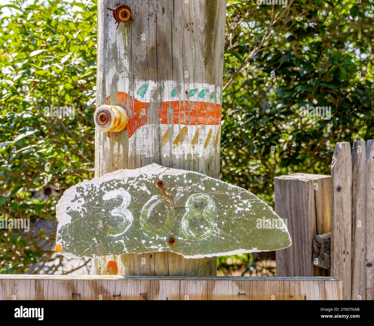 detail of a decorated utilty pole Stock Photo - Alamy
