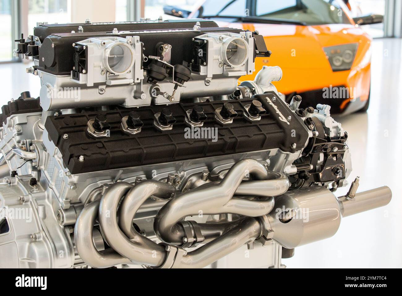 Lamborghini Murcielago LP-580 V12 engine is seen in the Lamborghini ...