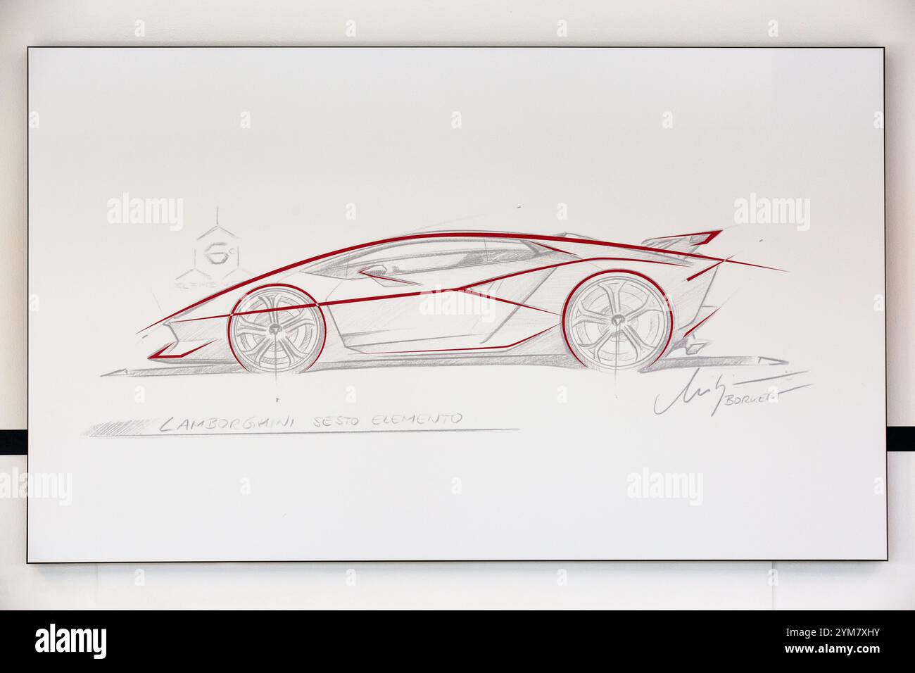 Lamborghini Sesto Elemento drawing by Lamborghini chief designer; Mitja ...