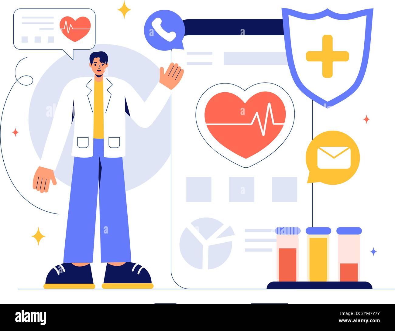 Health Tech Vector Illustration Featuring Modern High Technology ...